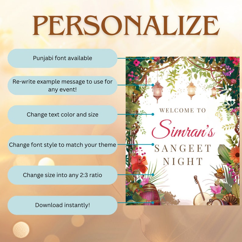 Welcome Sign Sangeet Wedding Sign Customizable | Anand Karaj ...