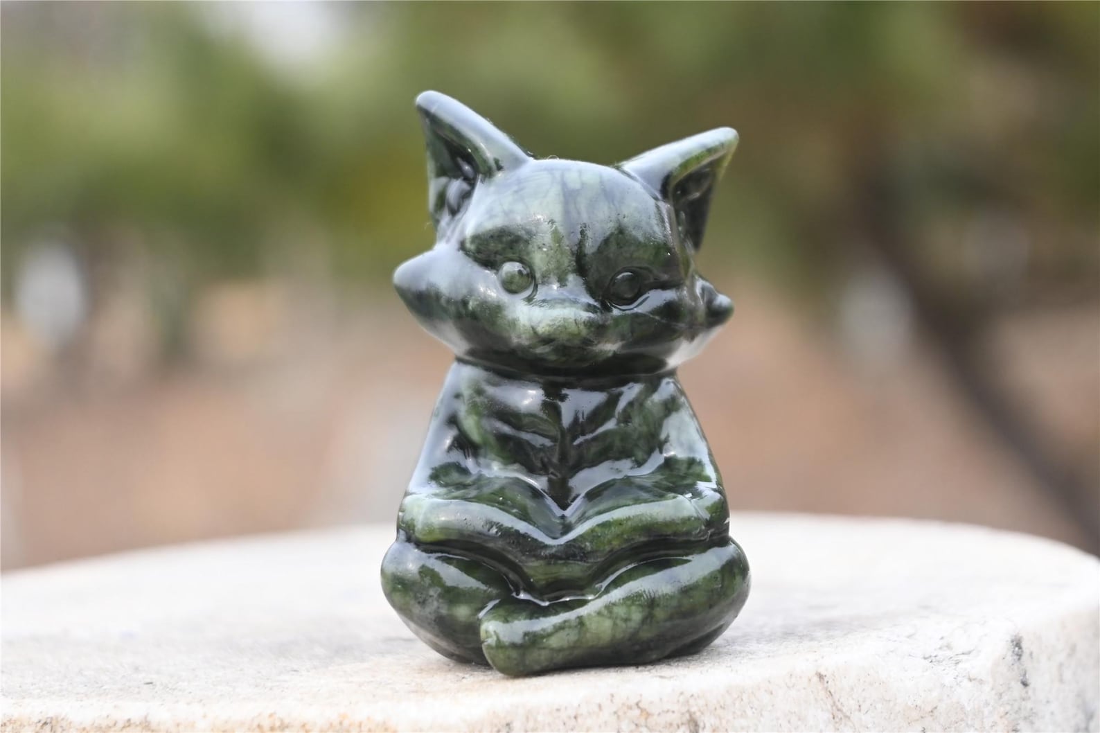 2.2'' Natural Carved Green Jade Fox,quartz Crystal,crystal Fox,crystal ...