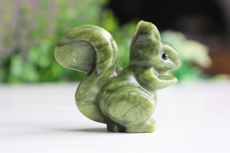2.4'' Natural Hand Carved Green Jade Squirrel,quartz Crystal,crystal ...
