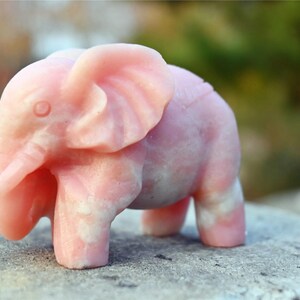 2.6'' Natural Hand Carved Pink Opal Elephant,quartz Crystal,crystal ...