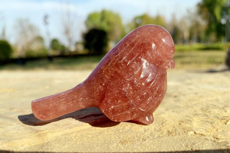 2.4'' Natural Strawberry Quartz Bird,quartz Crystal,crystal Bird ...
