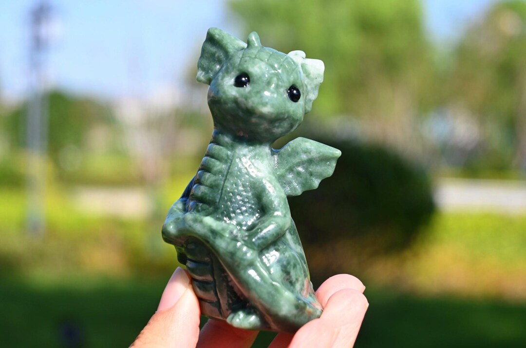 3.2'' Natural Hand Carved Dushan Jade Dragon ,quartz Crystal,crystal ...