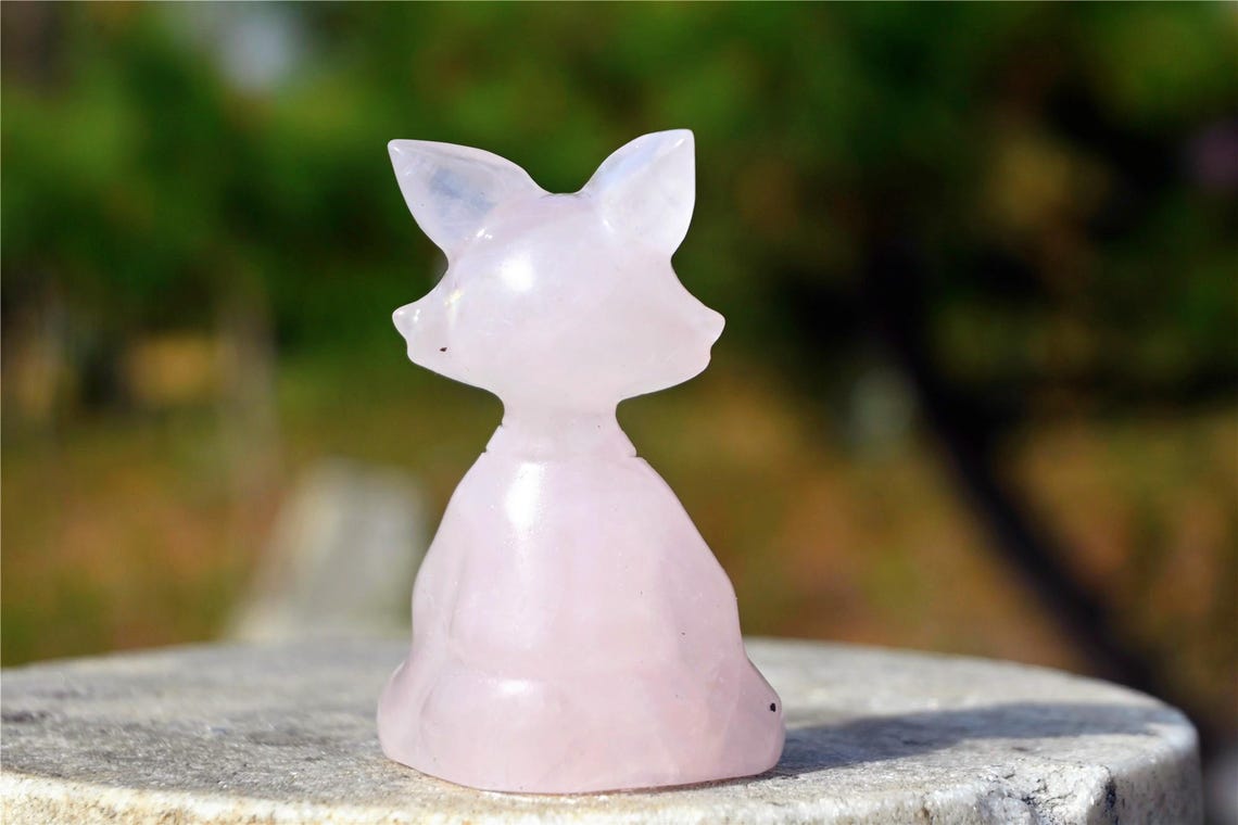 2.6'' Natural Carved Rose Quartz Fox,quartz Crystal,crystal Collect ...