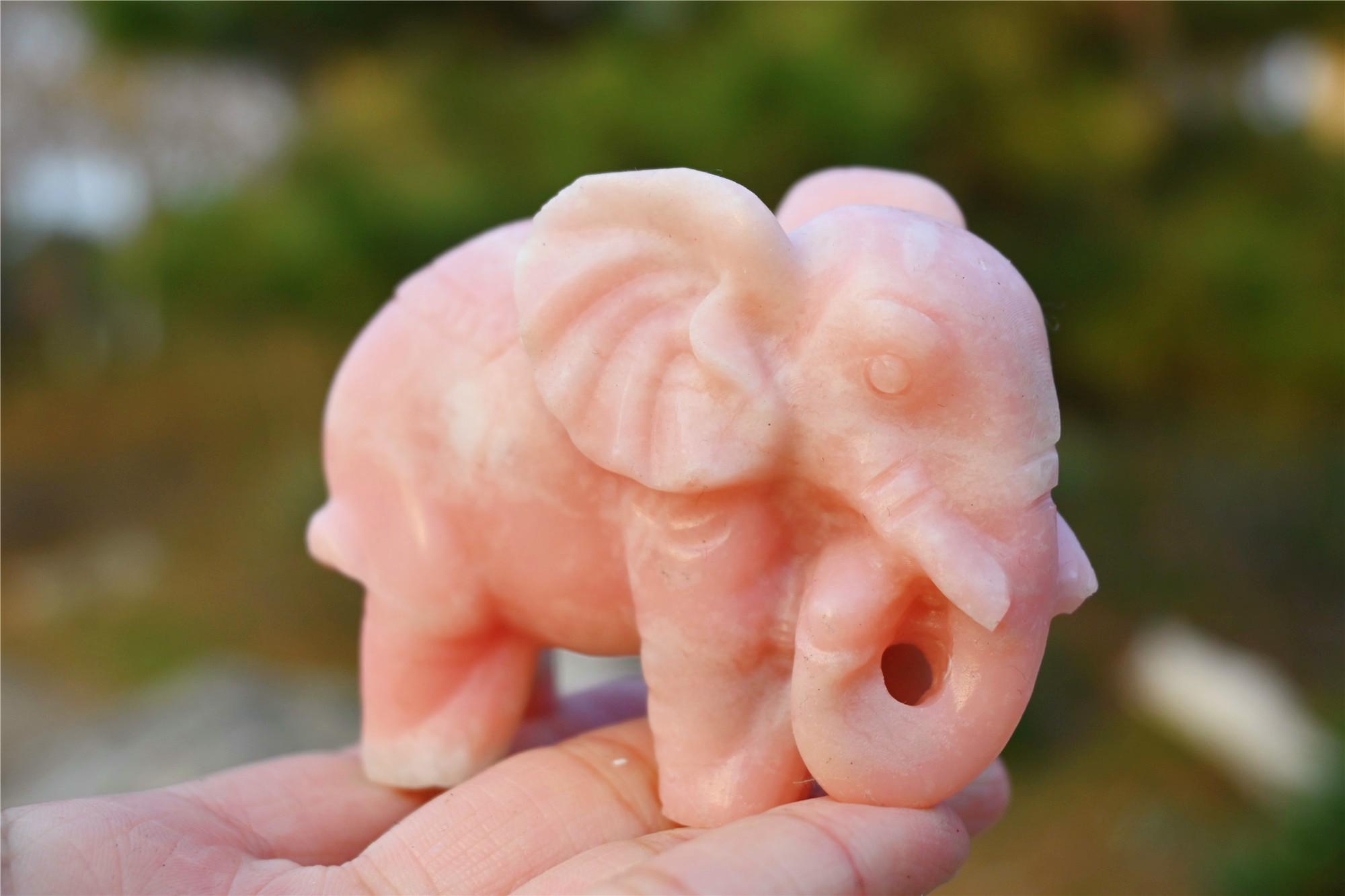 2.6'' Natural Hand Carved Pink Opal Elephant,quartz Crystal,crystal ...
