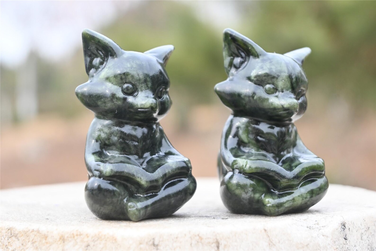 2.2'' Natural Carved Green Jade Fox,quartz Crystal,crystal Fox,crystal ...