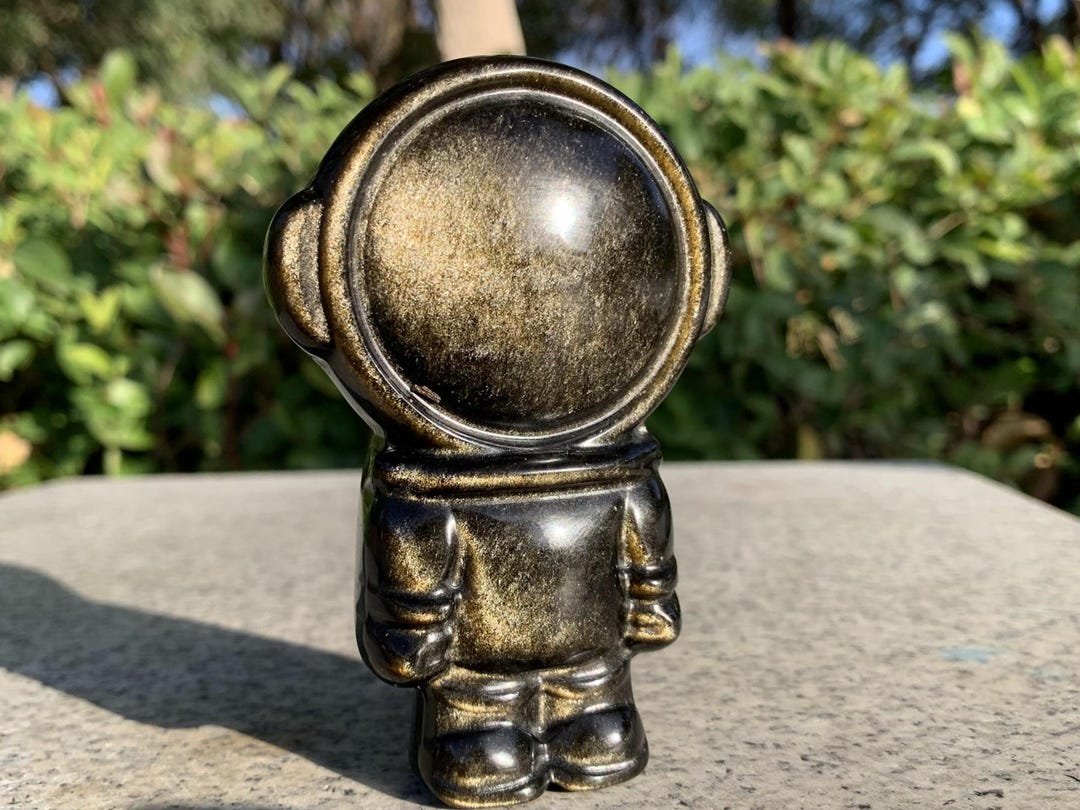 3.8'' Natural Hand Carved Gold Obsidian Spaceman,quartz Crystal,crystal ...