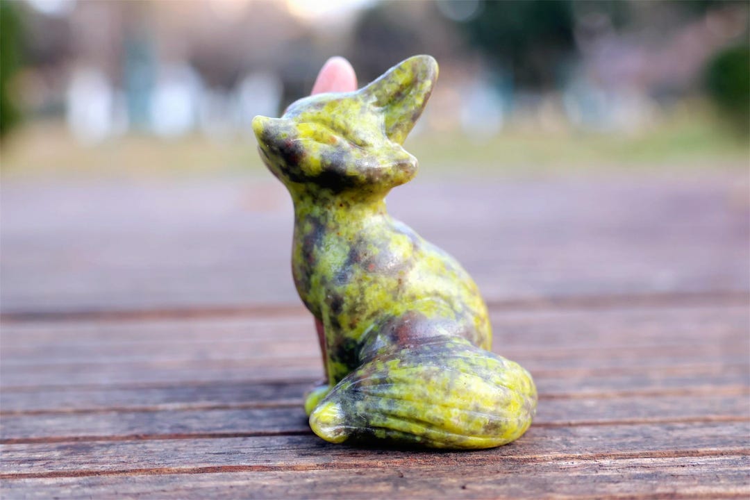 2.4'' Natural Hand Carved Sesame Stone Fox,quartz Crystal,crystal Fox ...