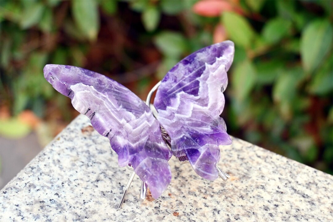 3.6'' Natural Hand Carved Dream Amethyst Butterfly,crystal Collect ...
