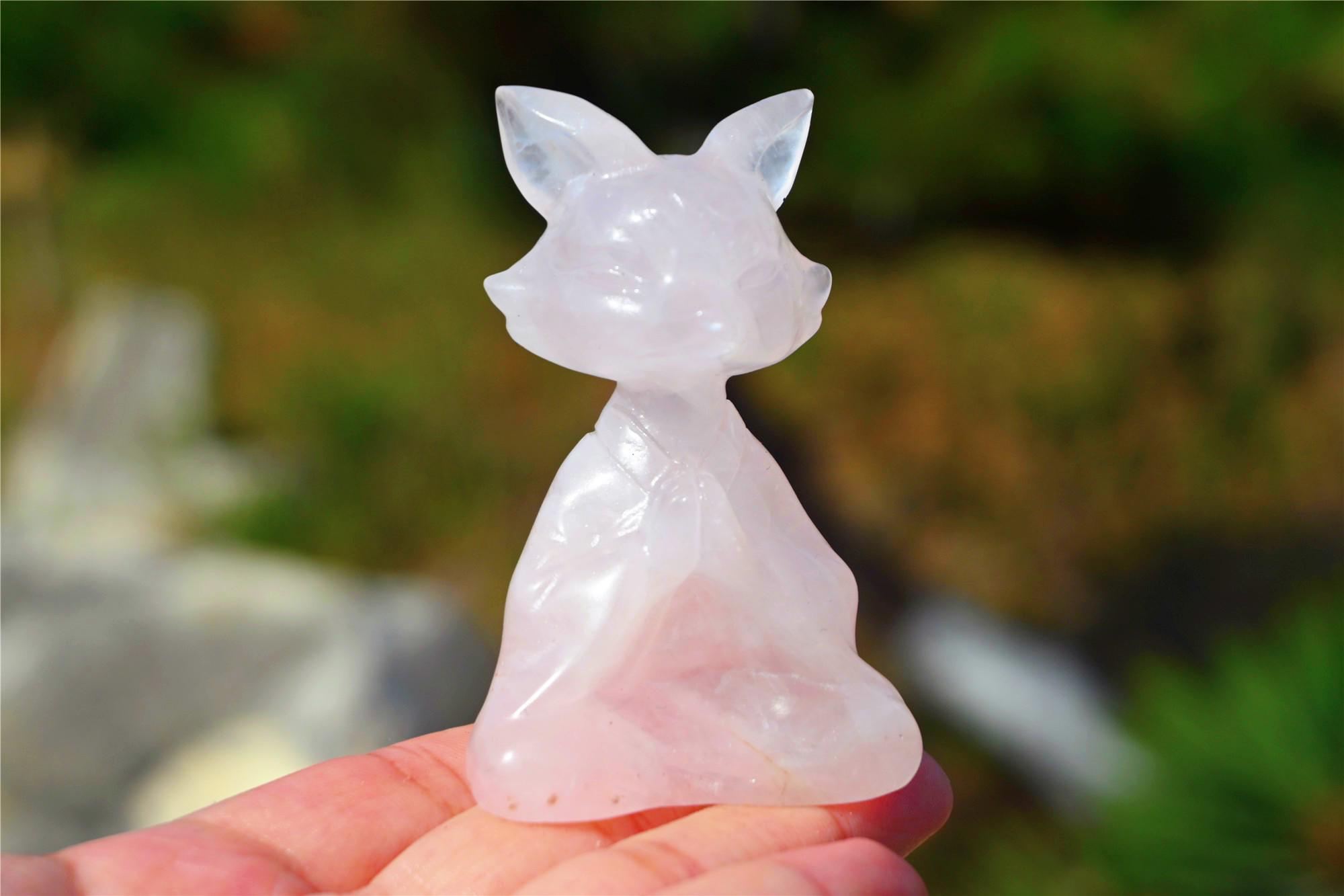2.6'' Natural Carved Rose Quartz Fox,quartz Crystal,crystal Collect ...