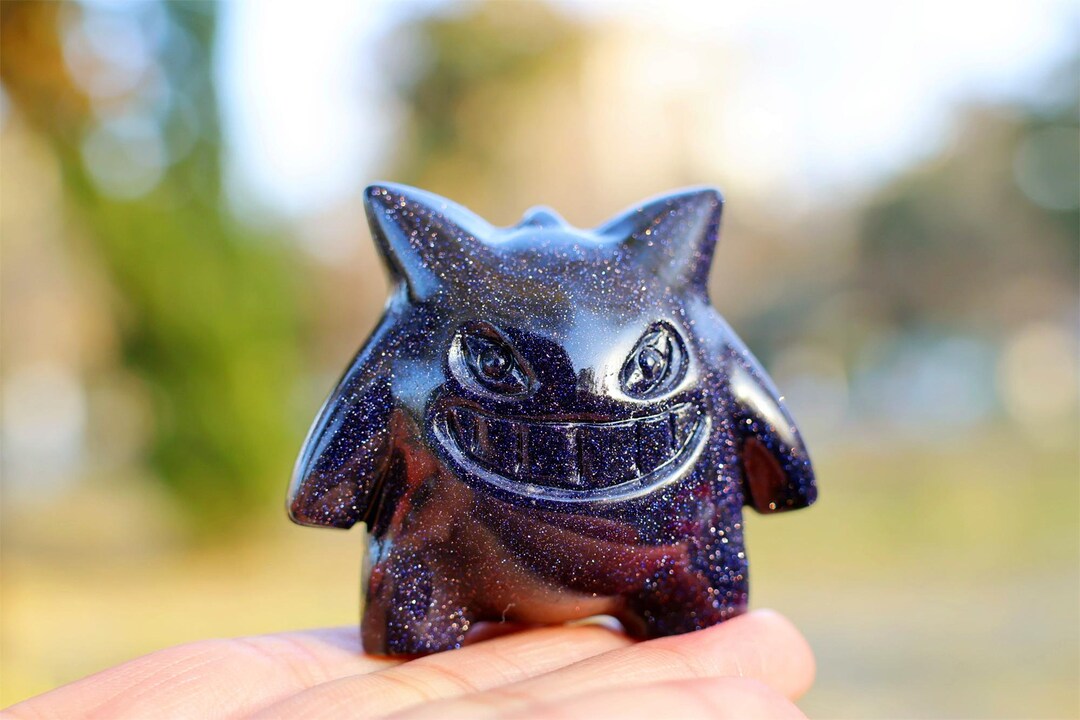 1.9'' Natural Hand Carved Blue Gold Sand Demon,quartz Crystal,crystal ...