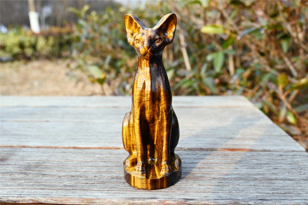 6'' Natural Hand Carved Tiger Eyes Hairless Cat,quartz Crystal,crystal ...