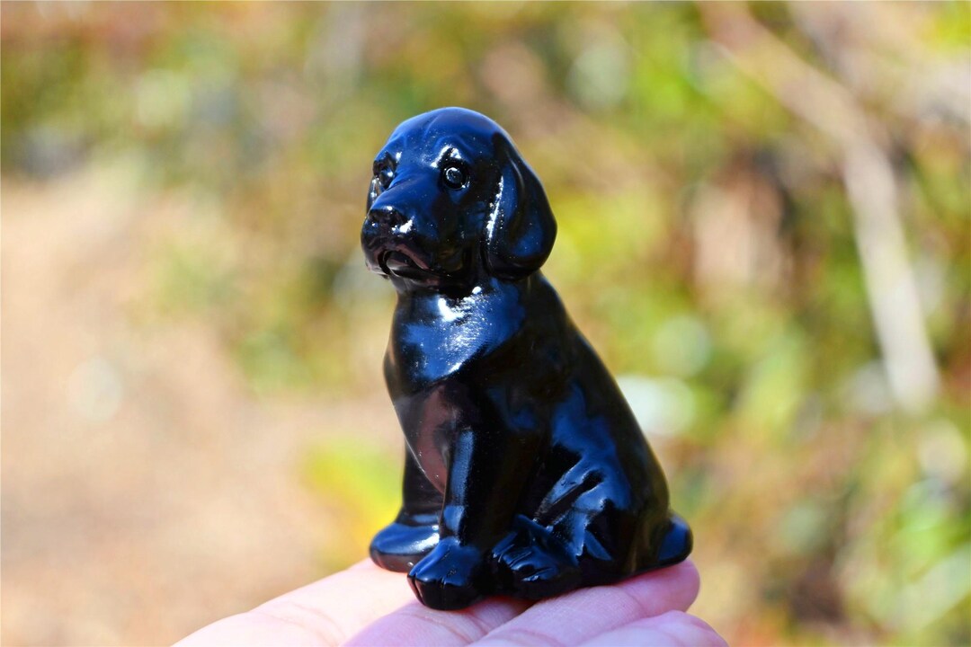 2.2'' Natural Hand Carved Obsidian Dog,quartz Crystal,crystal Golden ...