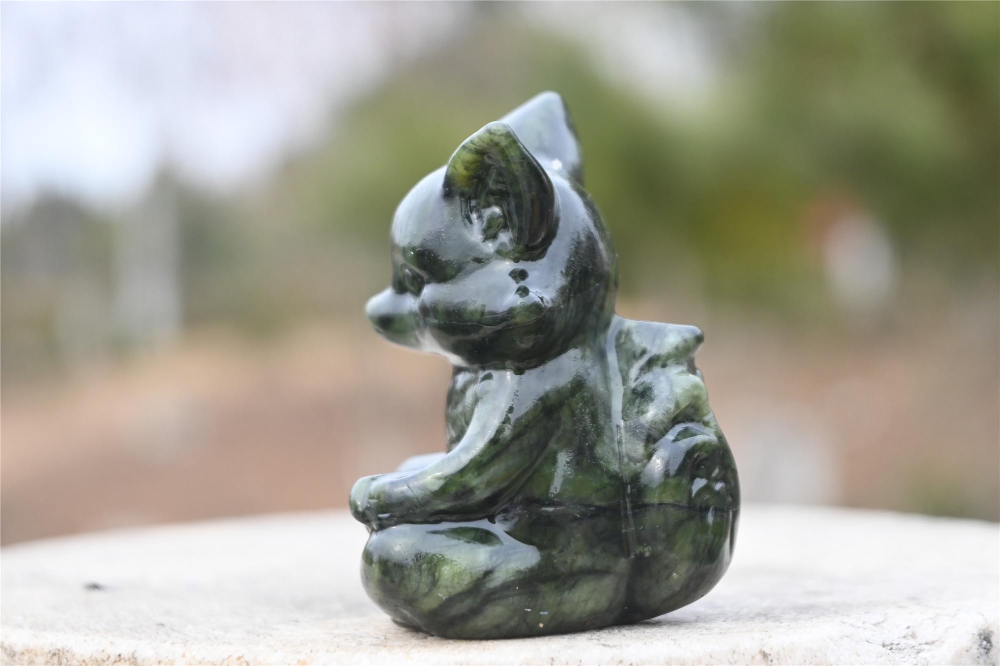 2.2'' Natural Carved Green Jade Fox,quartz Crystal,crystal Fox,crystal ...