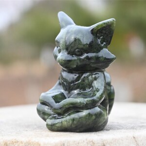 2.2'' Natural Carved Green Jade Fox,quartz Crystal,crystal Fox,crystal ...