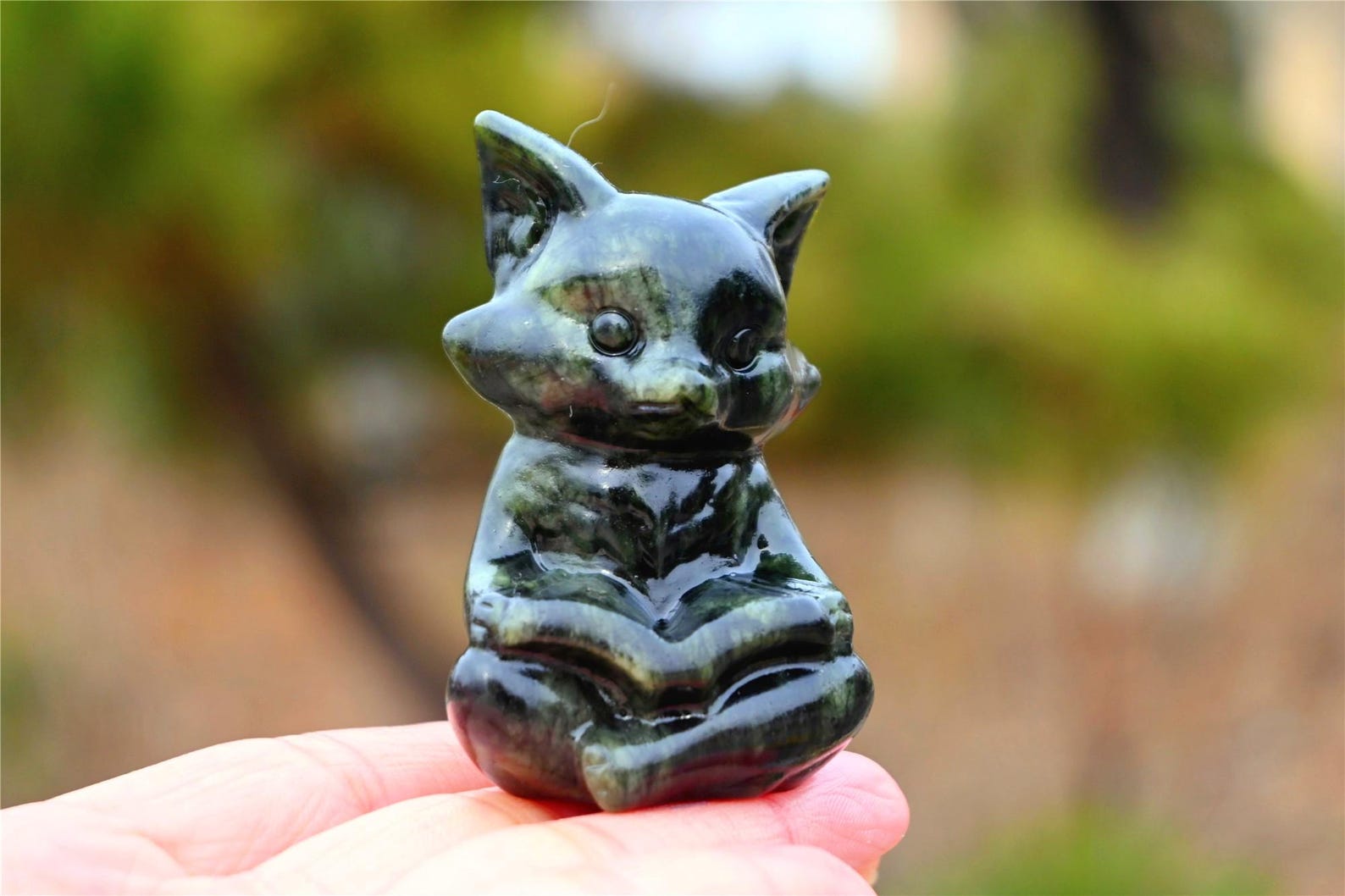 2.2'' Natural Carved Green Jade Fox,quartz Crystal,crystal Fox,crystal ...