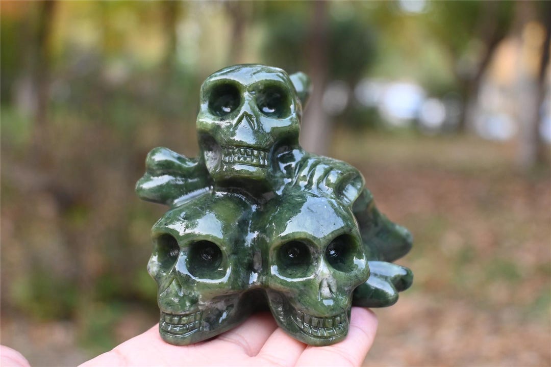 3'' Natural Hand Carved Jade Skull,quartz Crystal,crystal Collect ...