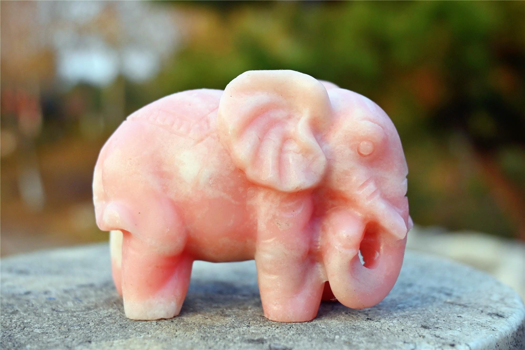 2.6'' Natural Hand Carved Pink Opal Elephant,quartz Crystal,crystal ...