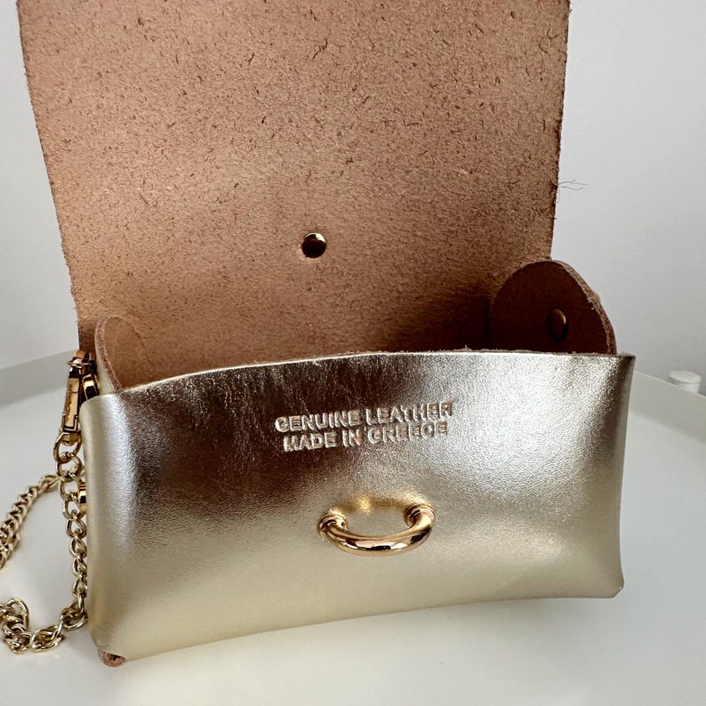 Gold Leather Shoulder Bag – Small Barrel Purse – Gift for Her – Elegant ...