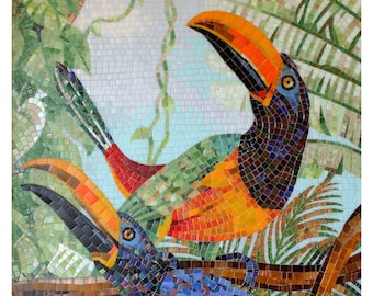 Flowers Mosaic Art Roman Mosaic Technique Wall Art Handmade Art Decor ...