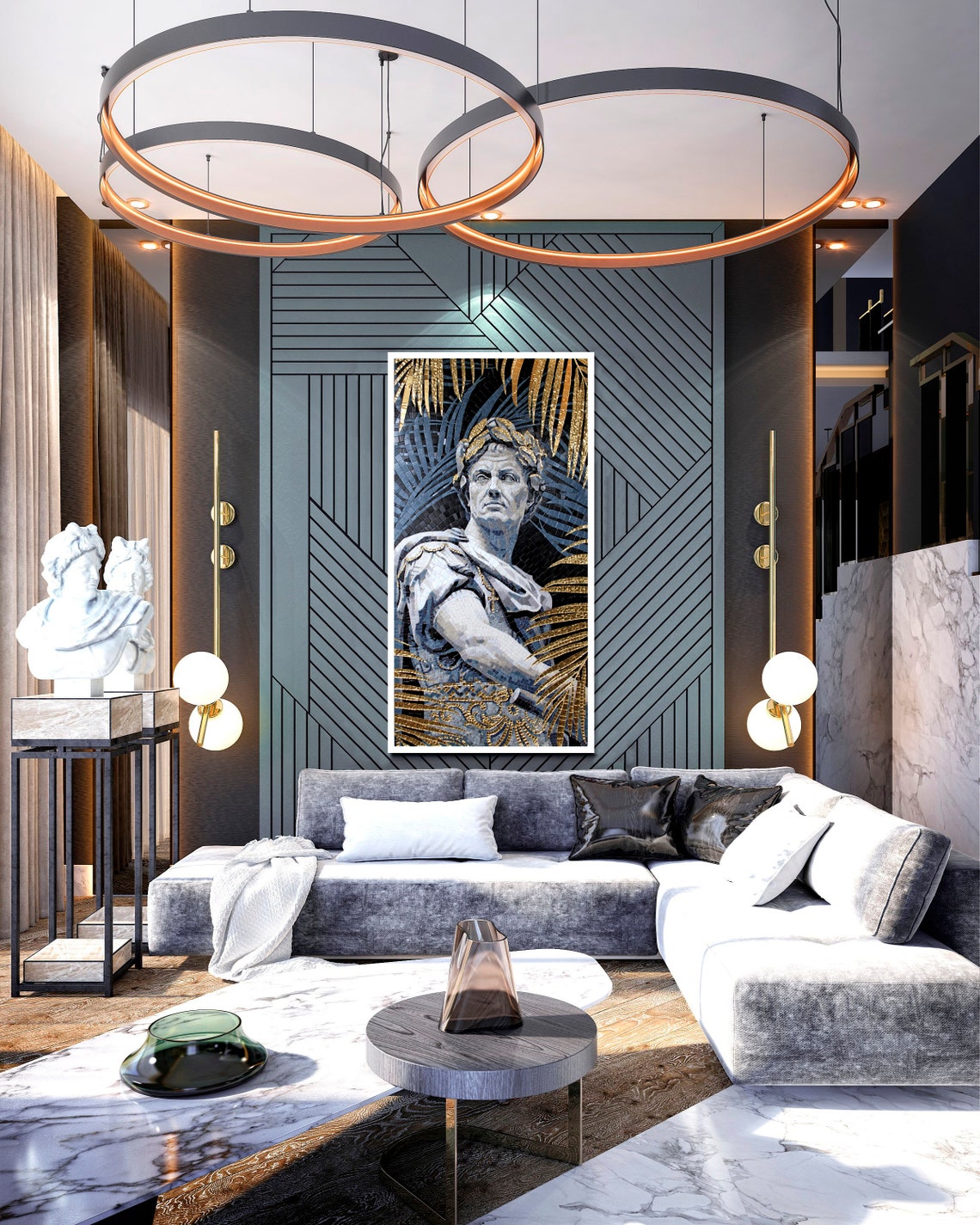 Julius Caesar Mosaic Art Roman Mosaic Technique Wall Art Handmade Art ...