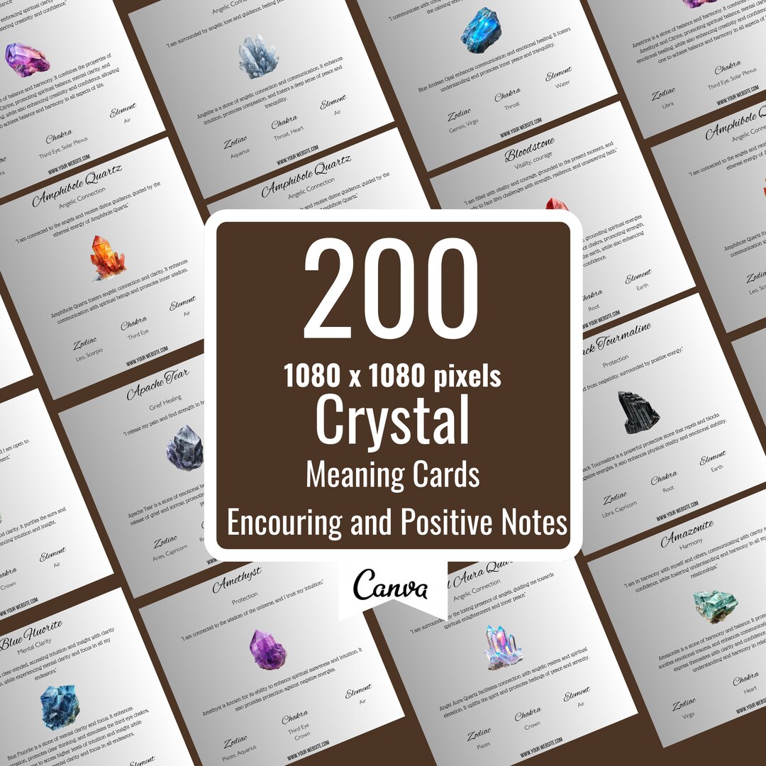 200 Crystal Meaning Cards: Printable Gemstone Guide (digital Download ...