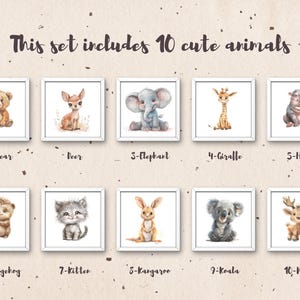 Watercolour Cute Baby Animal Clipart - Set of 10 Printable Baby Animals ...