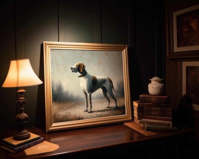 Vintage Painting, English Pointer, Dog Painting, Hunting Wall Art ...