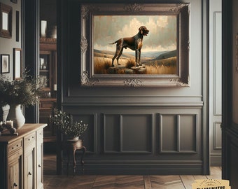 The German Shorthaired Pointer, Vintage Painting, Dog Painting, Hunting ...