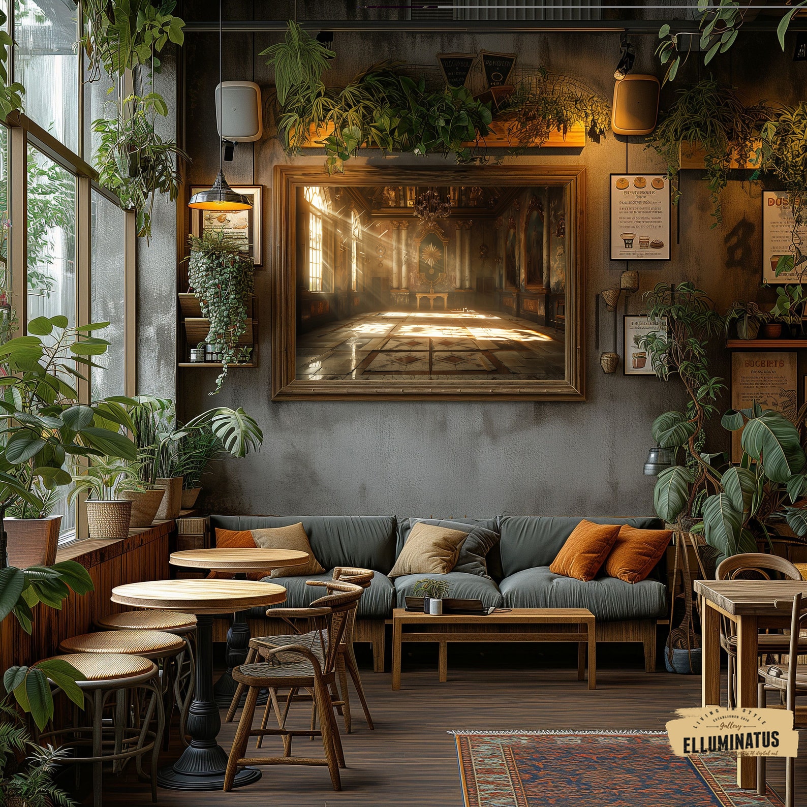 The Reception Hall, Vintage Painting, Landscape Painting, Wall Art ...