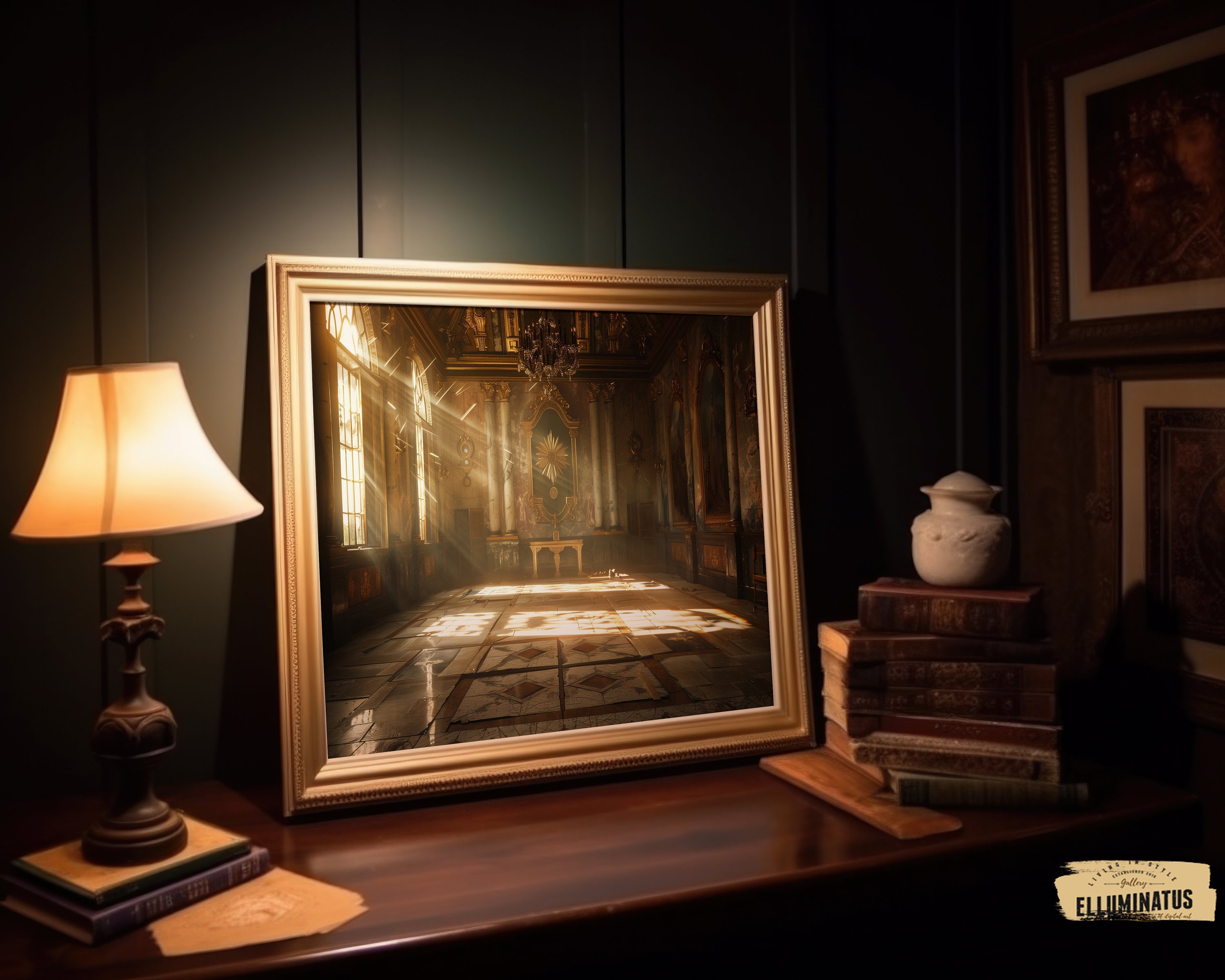 The Reception Hall, Vintage Painting, Landscape Painting, Wall Art ...