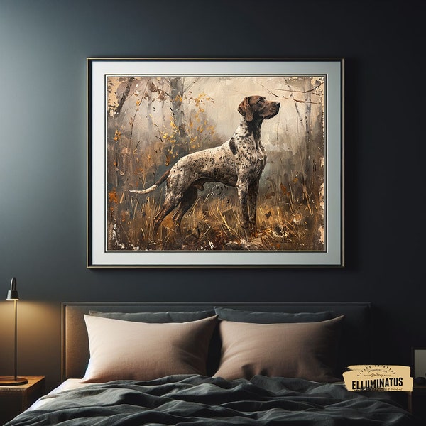 The German Shorthaired Pointer, Vintage Painting, Dog Painting, Hunting ...