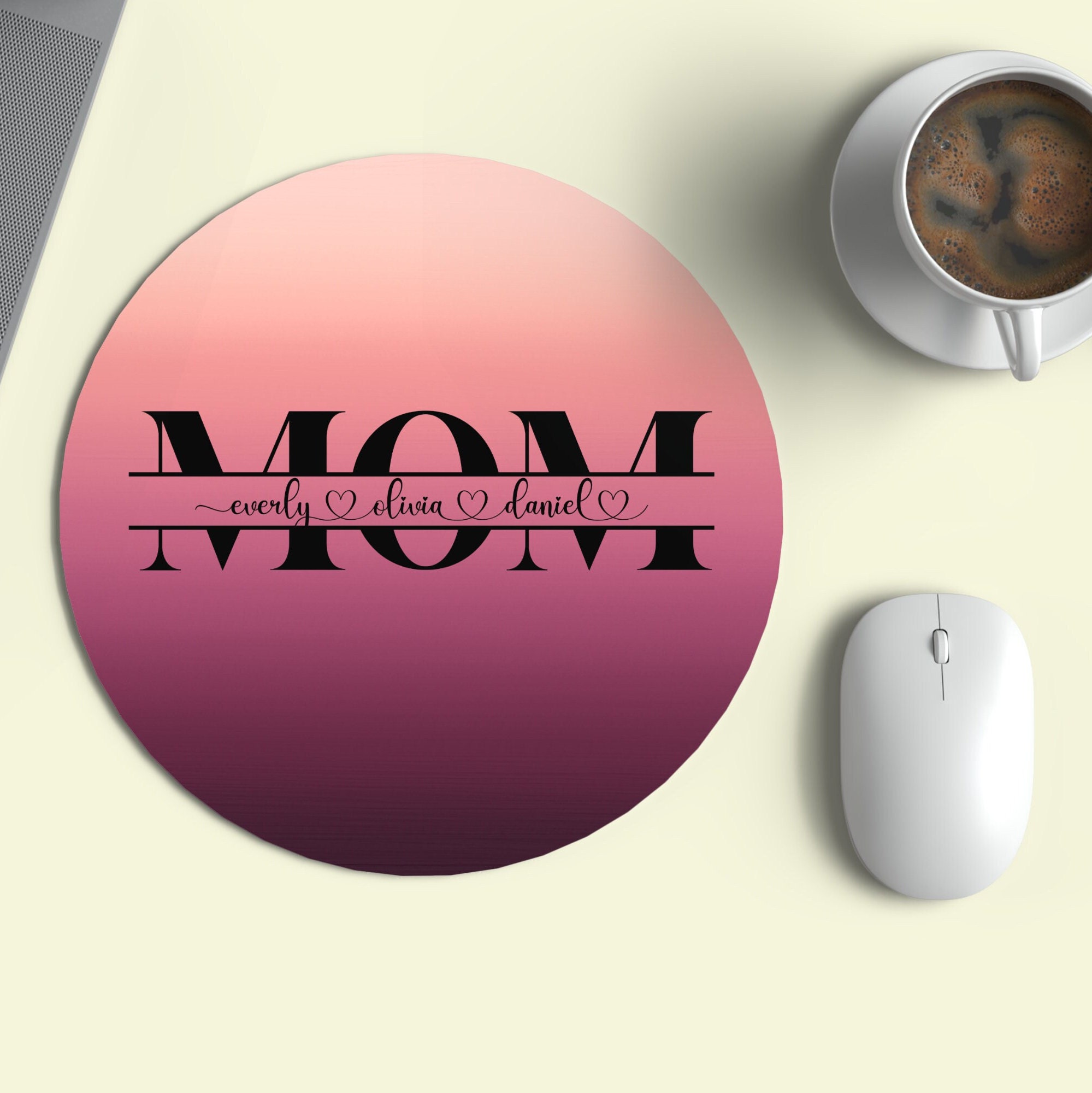 Personalized Gradient Color Mouse Pad for Mom Custom Kids Name Mama ...