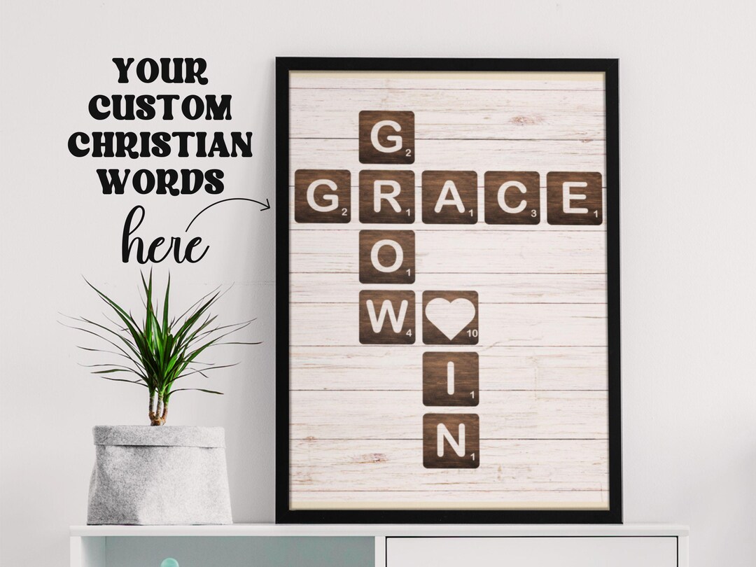 Custom Christian Scrabble Sign Tile Letter Print Crosswords Puzzle Self ...