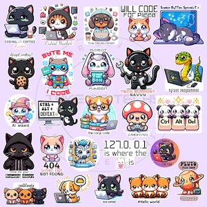 Kawaii Tech Sticker Set Printable Cute IT Digital PNG Sticker Pack for ...