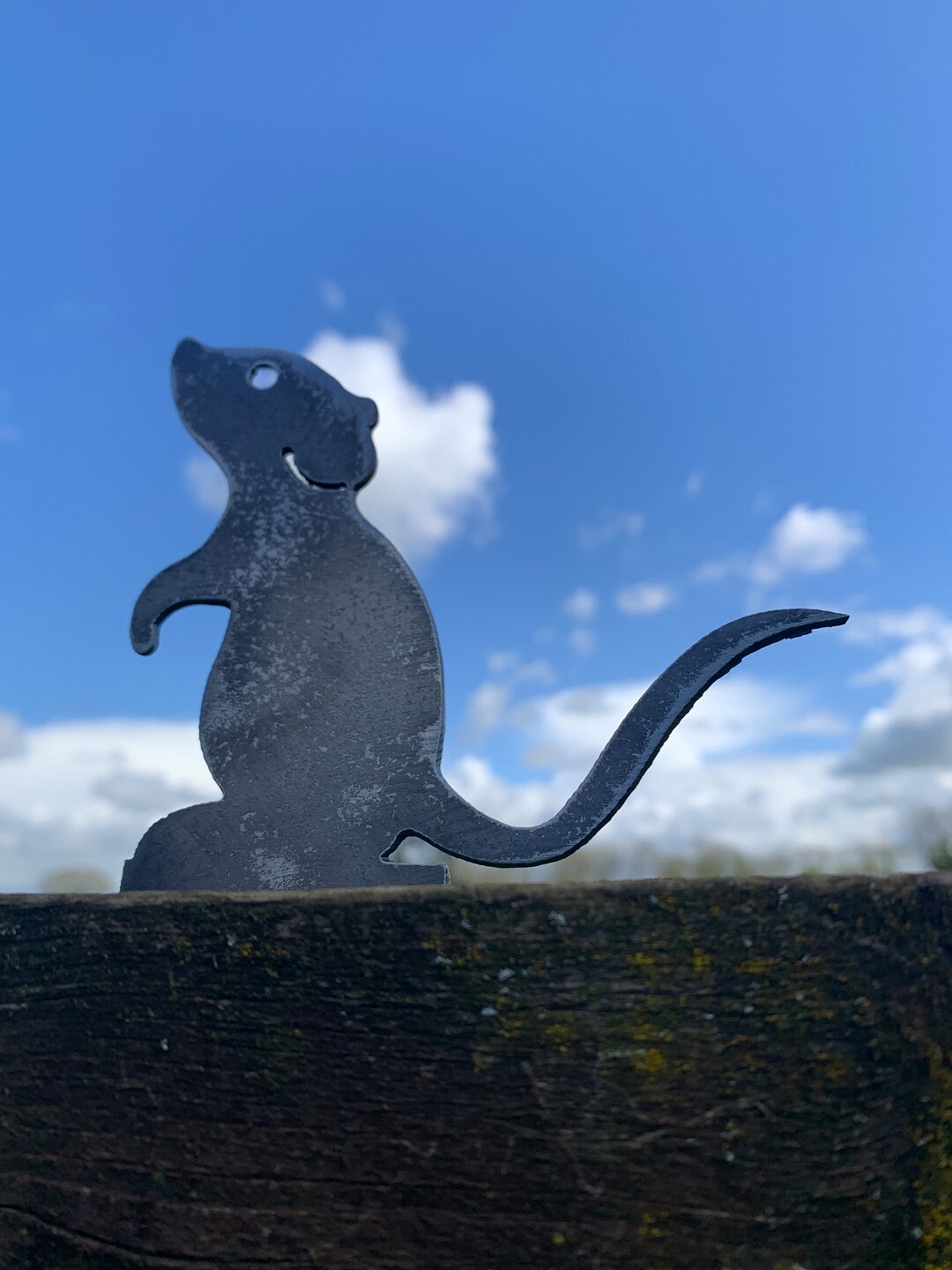 Rusty Metal Mouse Fencetopper for the Garden, Mouse Garden Ornament ...