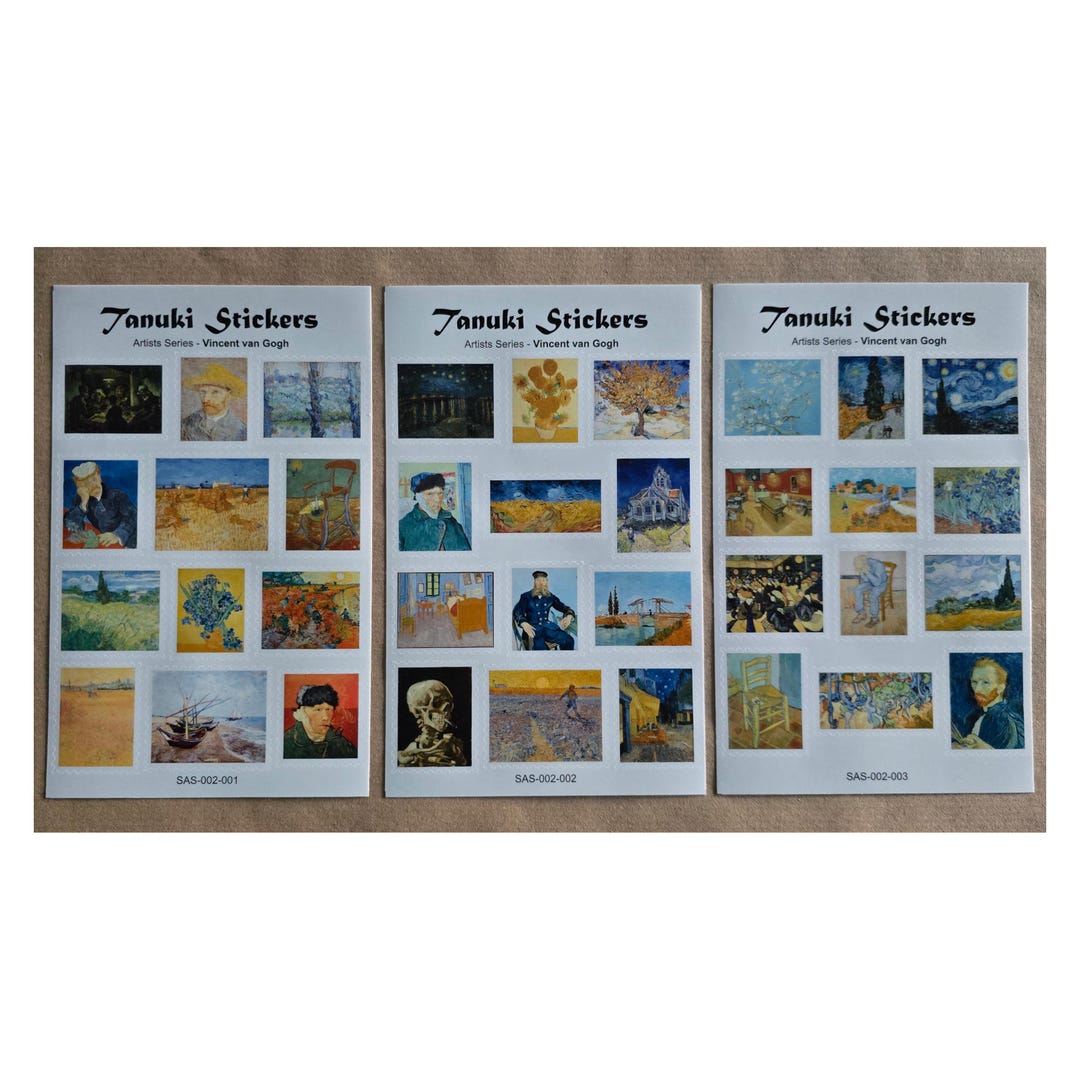 Vincent Van Gogh Vinyl Sticker Set Stamp Shape No. 1-3 - Etsy