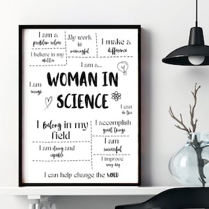 Women in Science Printable Wall Art Daily Affirmations Poster Women in ...