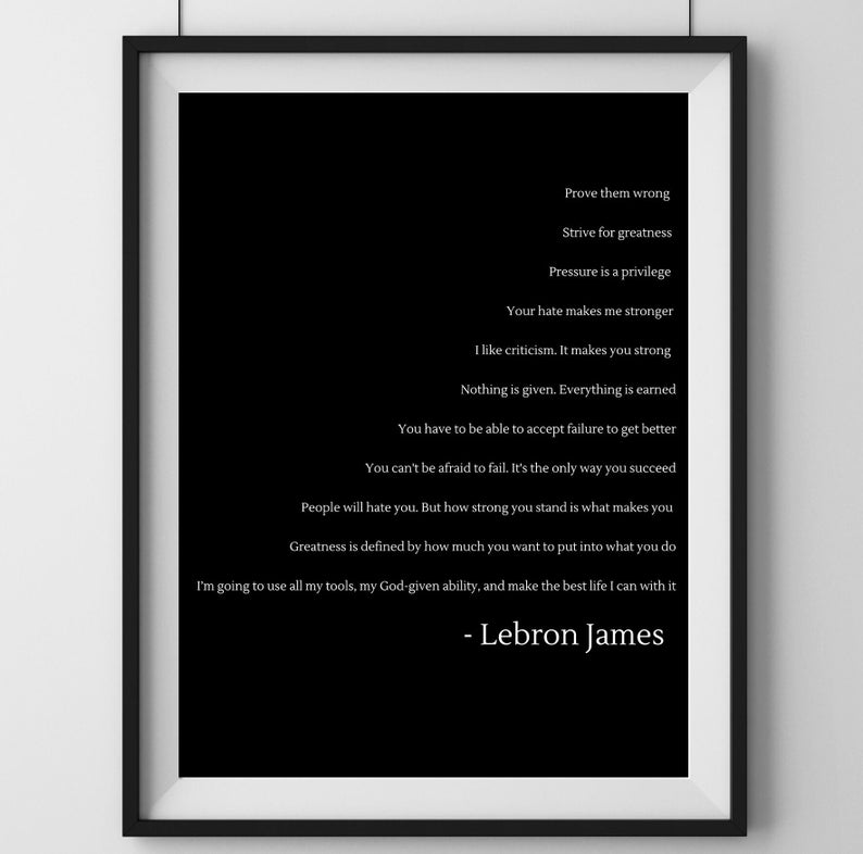 Lebron James Quotes | Digital Printable Wall Art | Inspirational Quotes ...