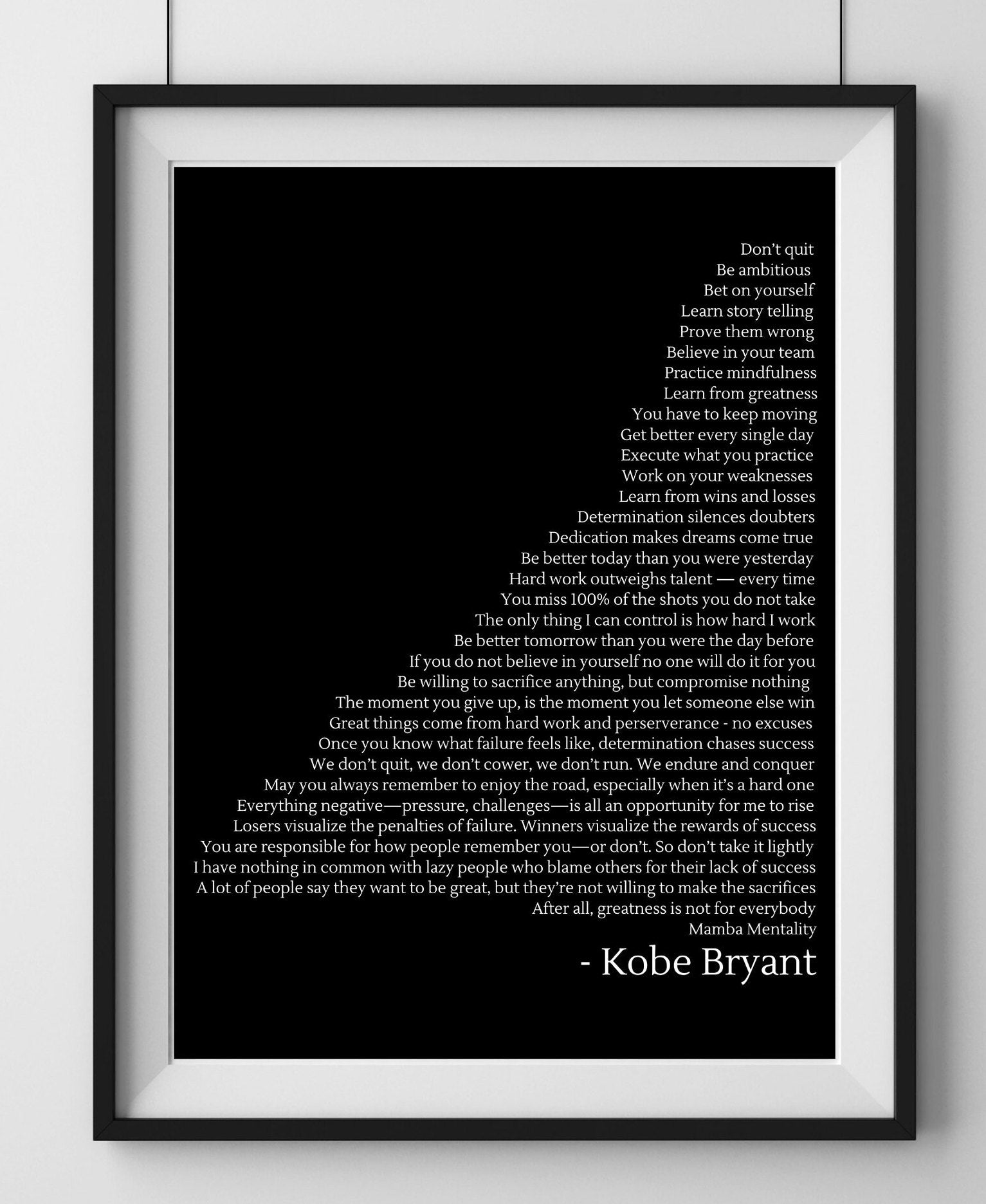 Kobe Bryant Quotes | Digital Printable Wall Art | Inspirational Quotes ...