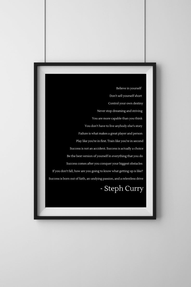 Steph Curry Quotes | Digital Printable Wall Art | Inspirational Quotes ...