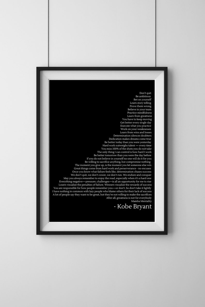 Kobe Bryant Quotes | Digital Printable Wall Art | Inspirational Quotes ...