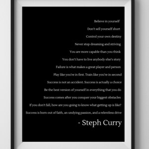 Steph Curry Quotes | Digital Printable Wall Art | Inspirational Quotes ...