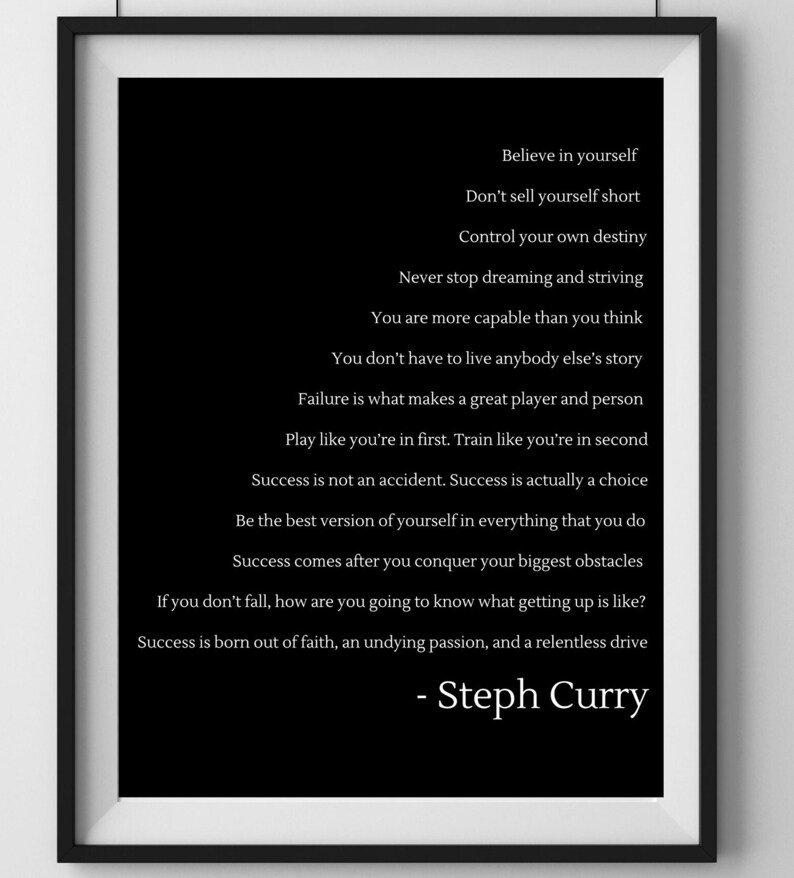 Steph Curry Quotes | Digital Printable Wall Art | Inspirational Quotes ...