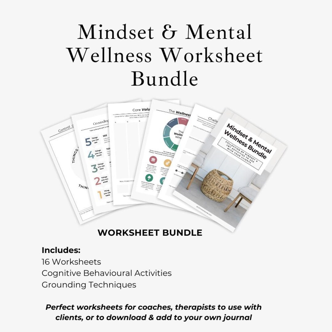 Mindset & Wellness Bundle, Mental Health Worksheets, Therapy Tools ...