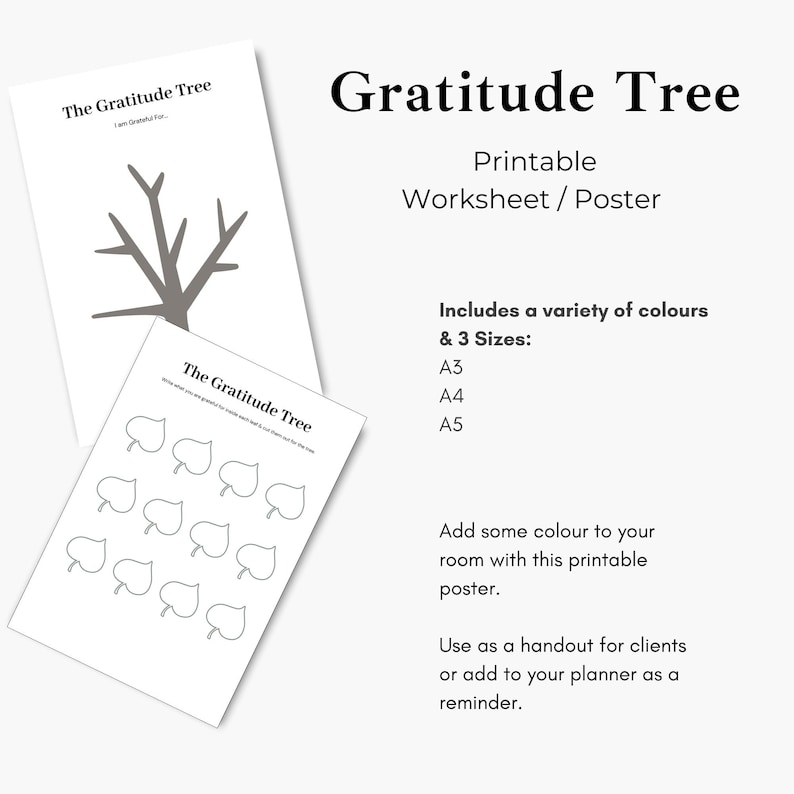 Gratitude Tree: Printable Gratitude Leaves for Tree. Counselling Tools ...