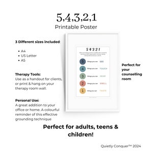 54321 Grounding Technique Poster: Mental Health CBT Tool (digital Print ...