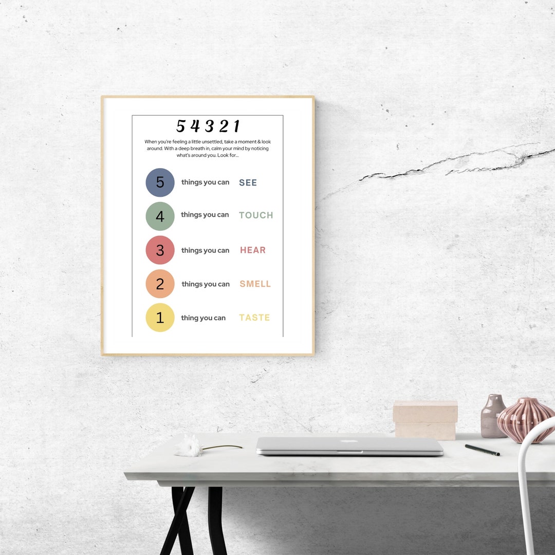 5,4,3,2,1 Poster Grounding Technique Counselling Tools Therapy Digital ...