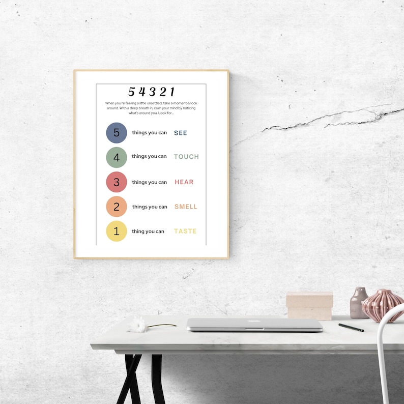 54321 Grounding Technique Poster: Mental Health CBT Tool (digital Print ...