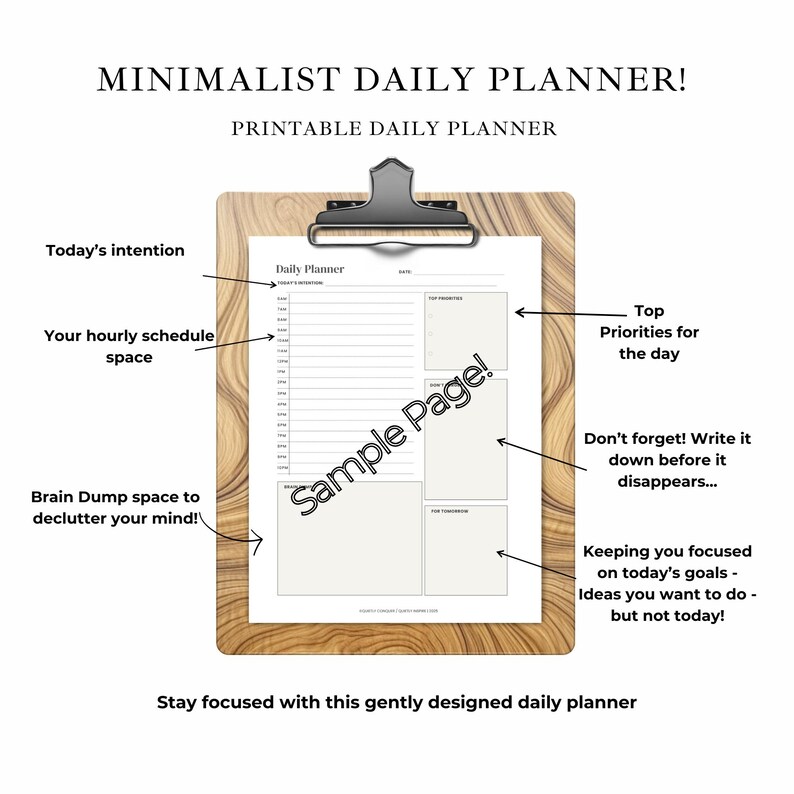 Minimalist Daily Planner Printable: A5/a4/letter Sizes (digital ...