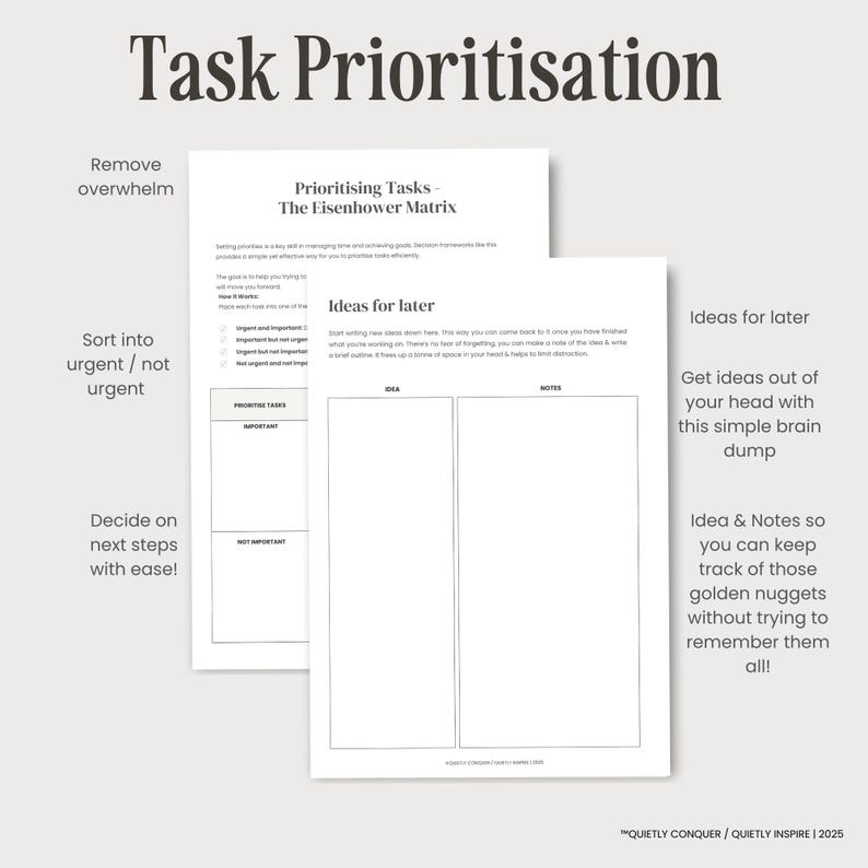 Eisenhower Matrix Printable: Task Prioritizing PDF Planner (A4/A5/US ...